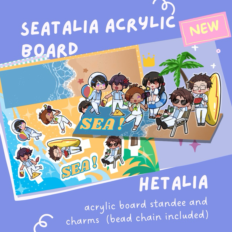 hetalia seatalia acrylic charms board keychain mal singa thai vivi piri ...