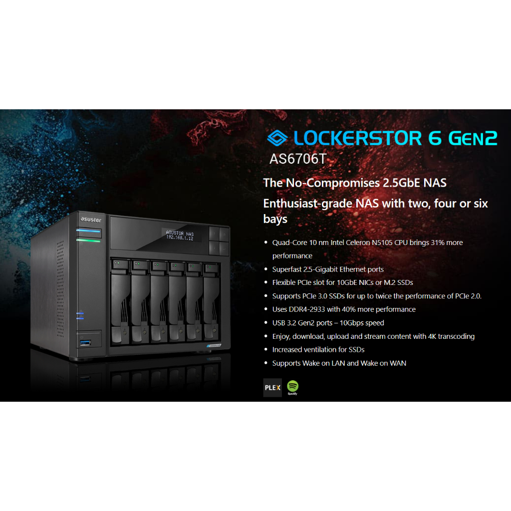 NAS Asustor LOCKERSTOR GEN2 AS6702T/AS6704T/AS6706T Enthusiast-grade ...