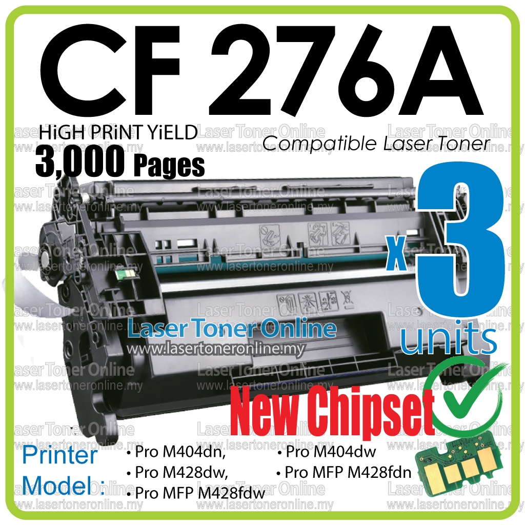 3x Compatible to HP CF276A CF276X HP Laserjet M304a M404dn M404dw M404n ...