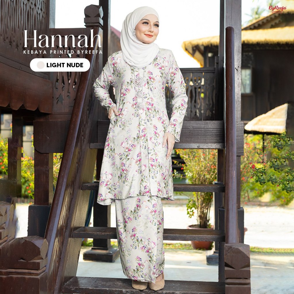 [Raya 2024] Kebaya Printed HANNAH ByReefa Collection | Material Flowy | Kain Lipat Batik ...