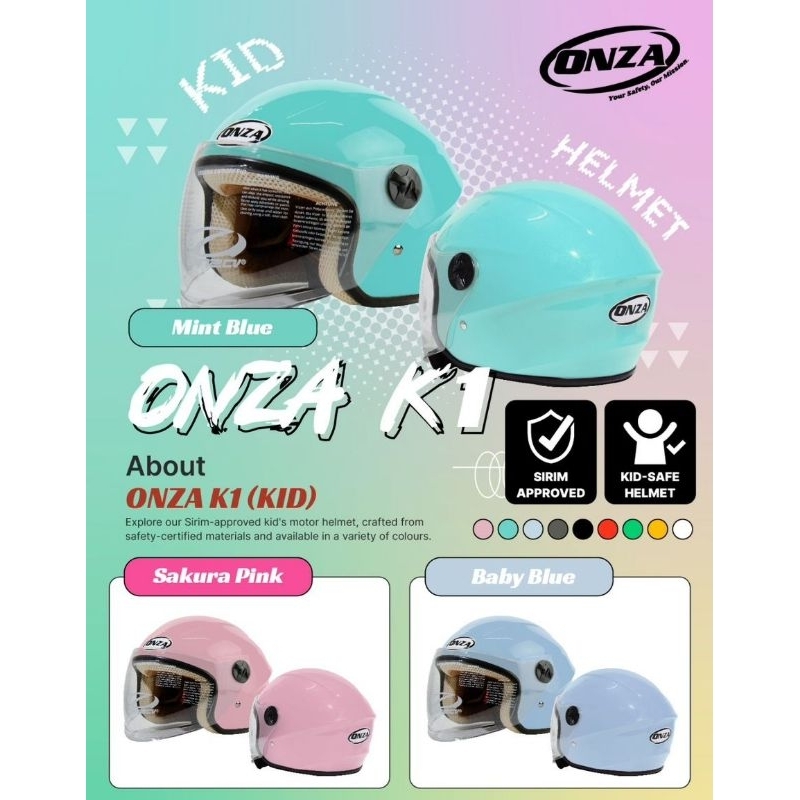 Kids Helmet budak Helmet (SIRIM APPROVED) 100% ORIGINAL BRAND ONZA HIGH ...