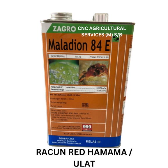 4L Maladion 84 Malathion Zagro Ubat Racun Red Hamama Lalat Putih Ulat ...