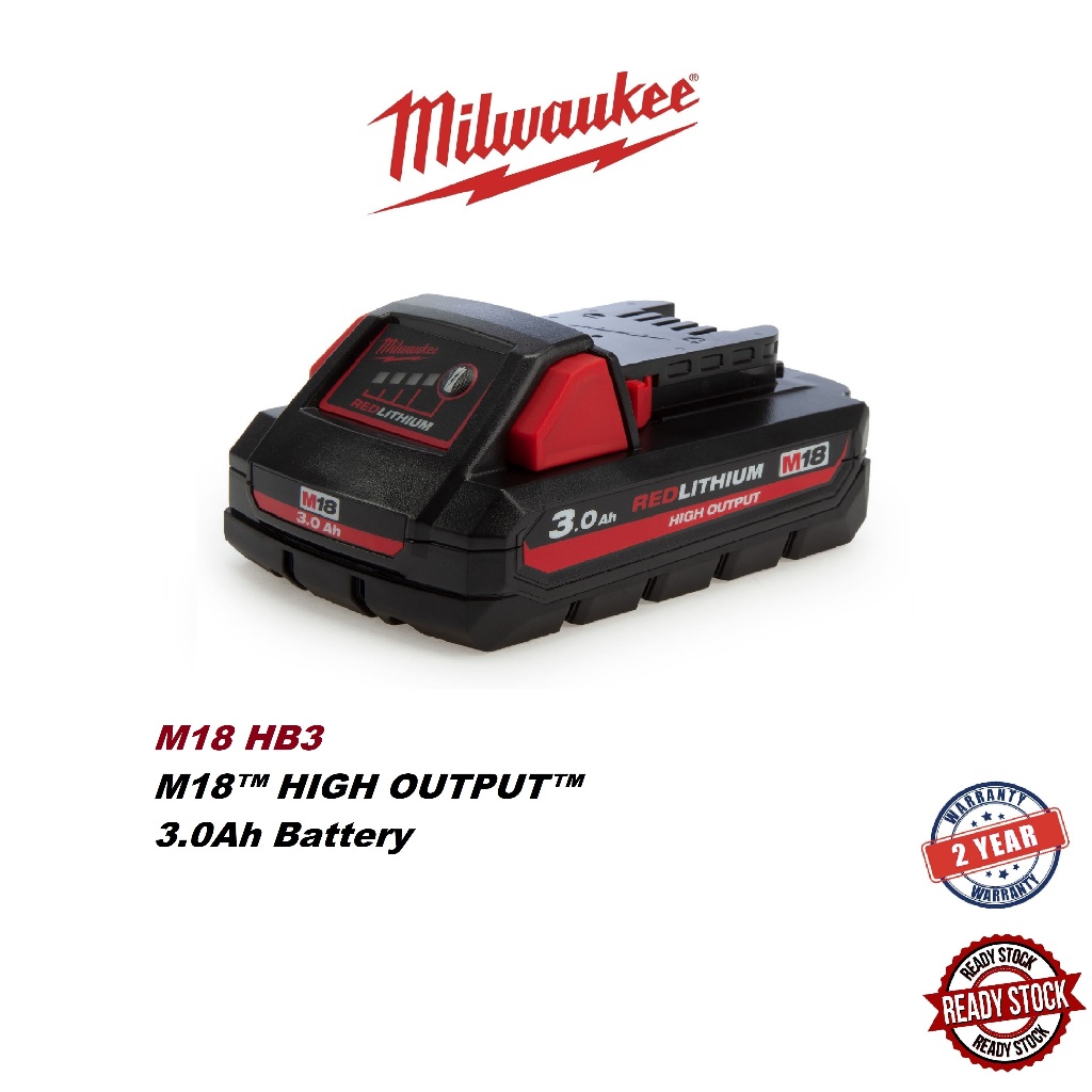 MILWAUKEE M18 HB3 - M18™ HIGH OUTPUT™ 3.0Ah Battery | Shopee Malaysia