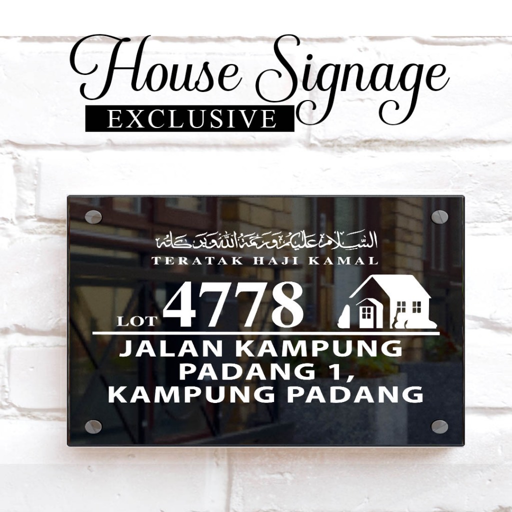 Signage Rumah Plate Alamat Rumah Modern House Number Plate (BOLD NUT ...