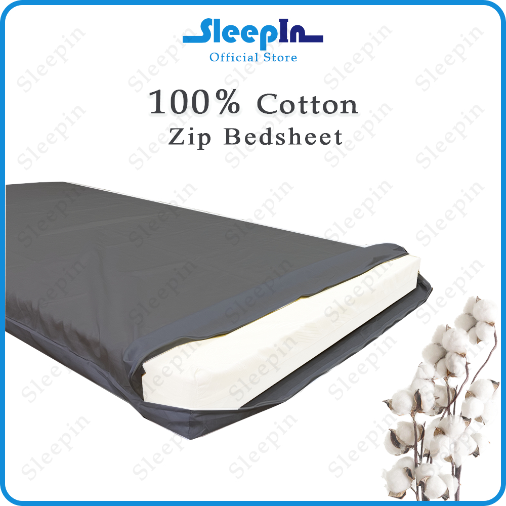 Zip Bedsheet 100% Cotton 2‘/4'/6'/ Cadar Single Queen Zipped U Shape ...