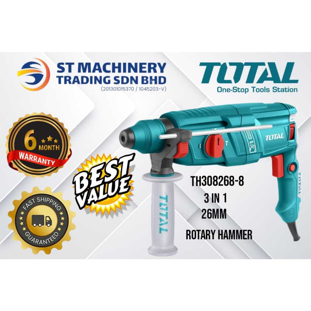 TOTAL 26MM 3 IN 1 ROTARY HAMMER 800W -TH308268 | Shopee Malaysia