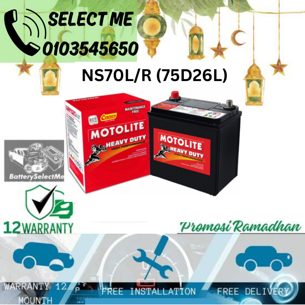 [ BATTERY MOTOLITE ] NS70L/R BATERI MURAH HARRIER ALPHARD VELLFIRE ...
