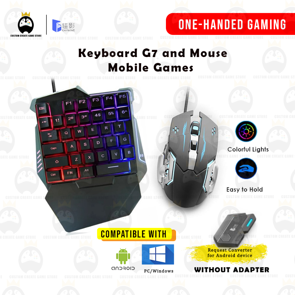 Single One Hand Gaming Keyboard Gaming Mouse Combo for IOS, Android, PC ...