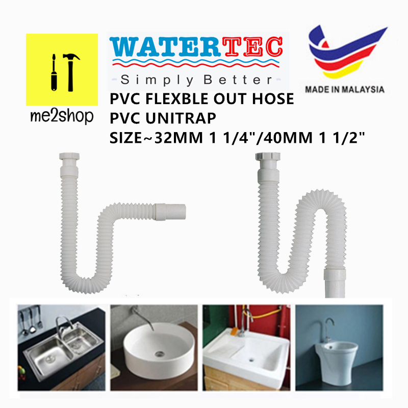 (1 PCS) WATERTEC PVC FLEXIBLE OUTLET HOSE / PVC UNITRAP (32MM OR 40MM ...