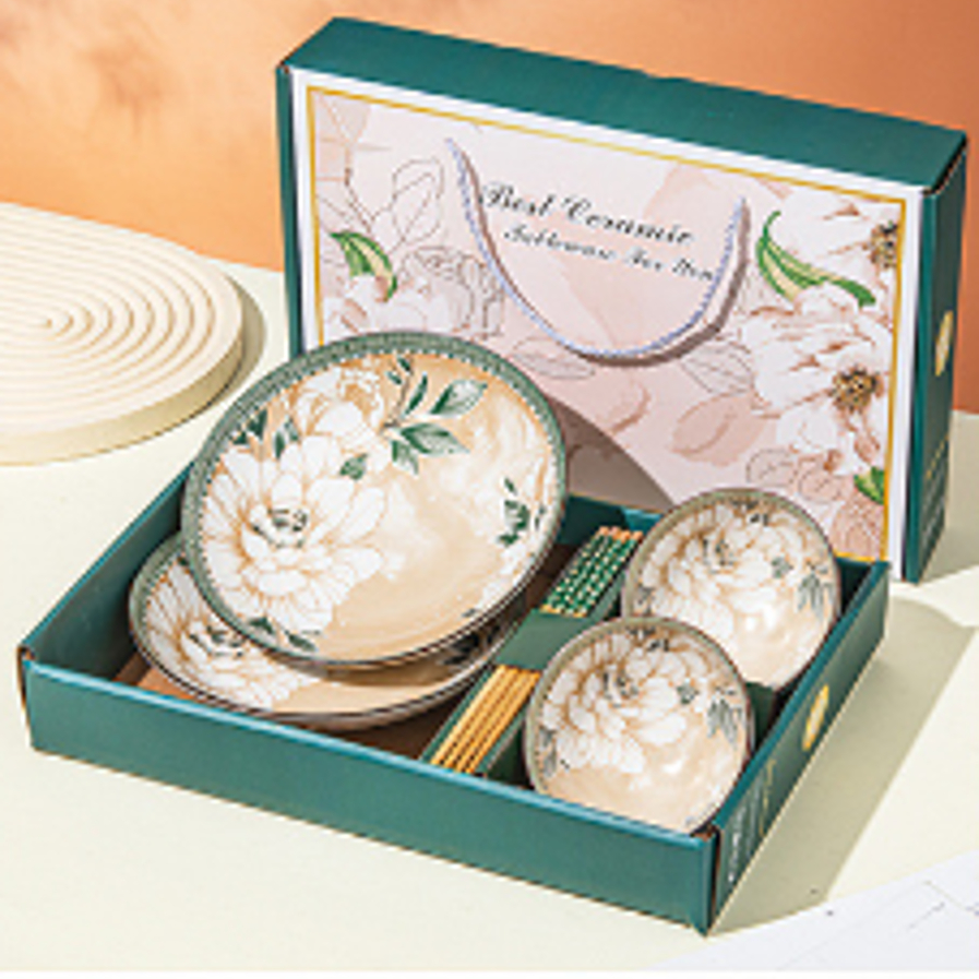 AZUKI Ceramic Dinnerware Gift Set With Box Bowl Set Mangkuk Pinggan ...