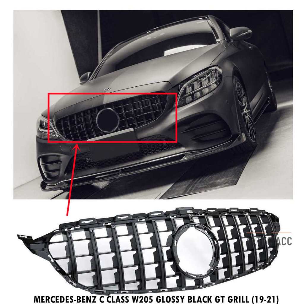 W205 MERCEDES BENZ C-CLASS GLOSSY BLACK GT GRILL (19-21) READY STOCK ...