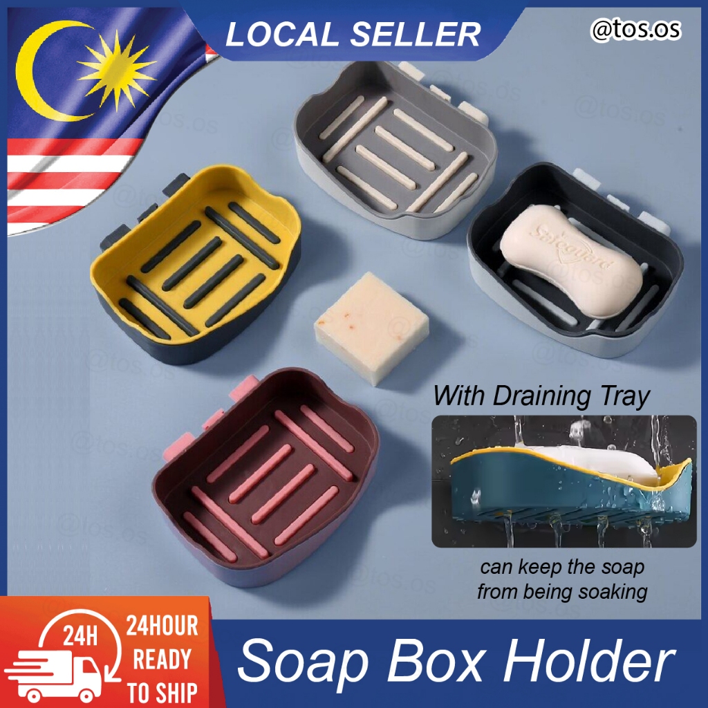 Self Adhesive Double Layer Soap Holder with Draining Tray Wall Hanging ...