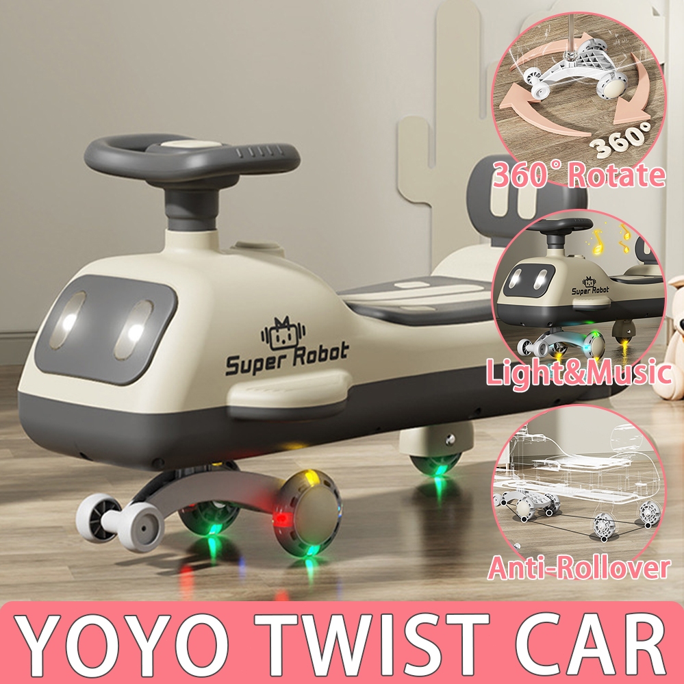Baby Yoyo Car With Music & Light Silent Flash Wheels Kids Ride Toddler ...
