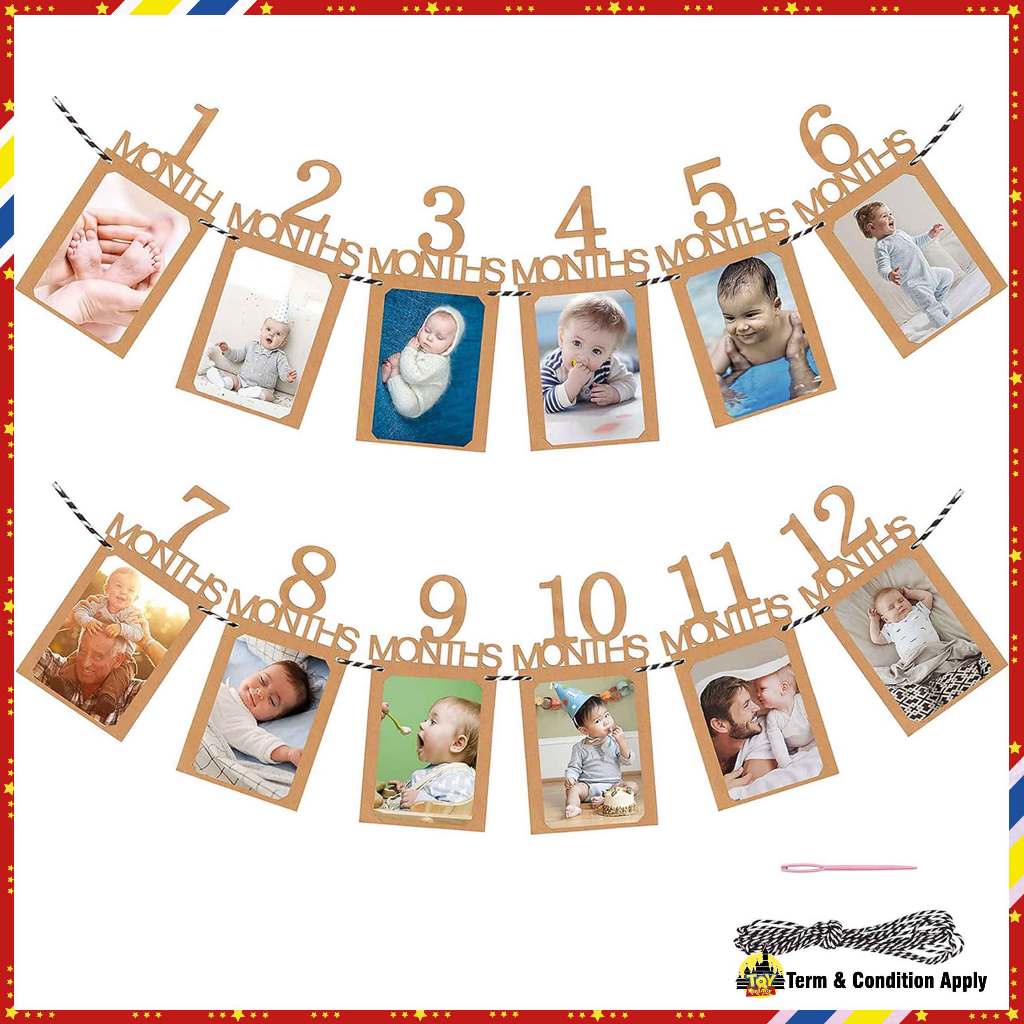 Just Born 1st Birthday to 12 Month Milestone Baby Photo Banner With ...