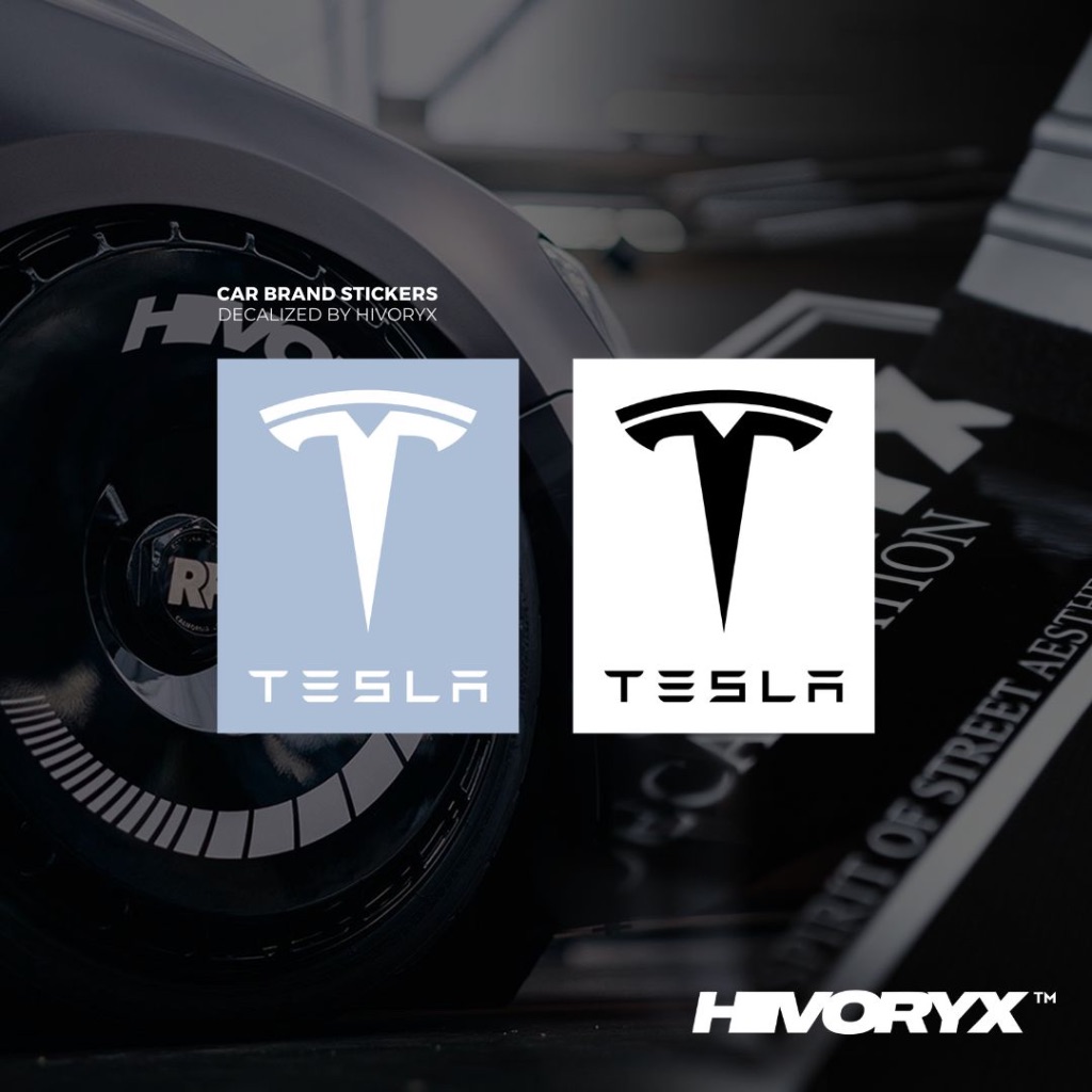 「TESLA LOGO STICKER」CAR BRAND SERIES CAR DECAL AUTOMOTIVE DIE-CUT VINYL ...