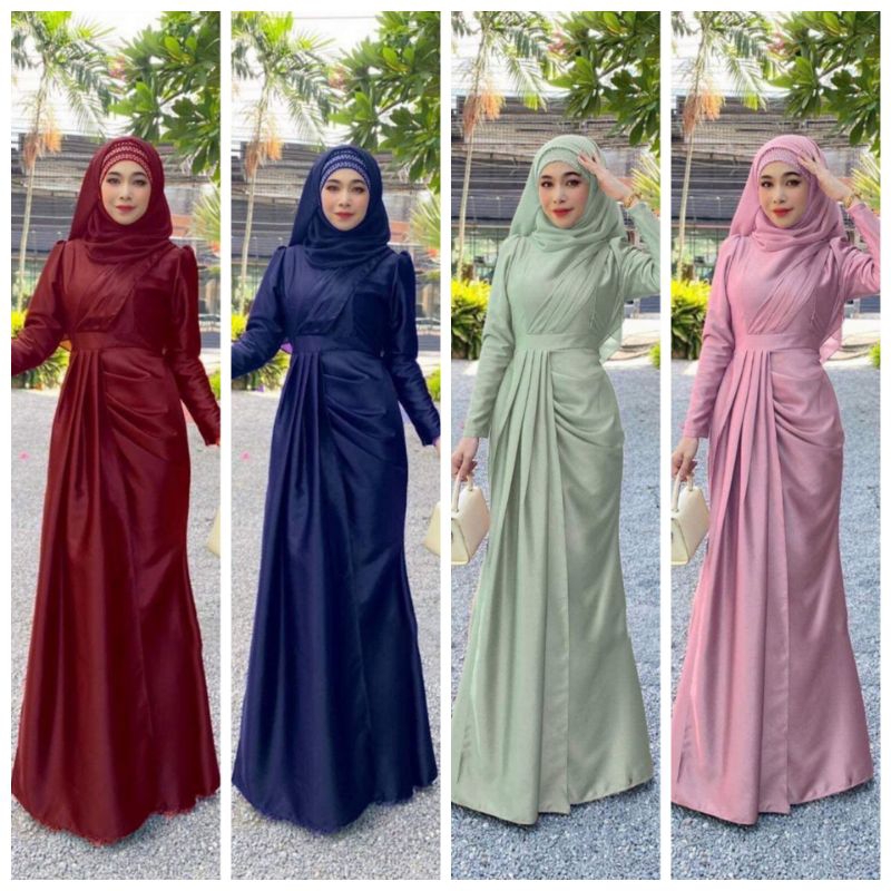 Dress satin matte | Dress wanita modern | Dresses vouge free saiz ...