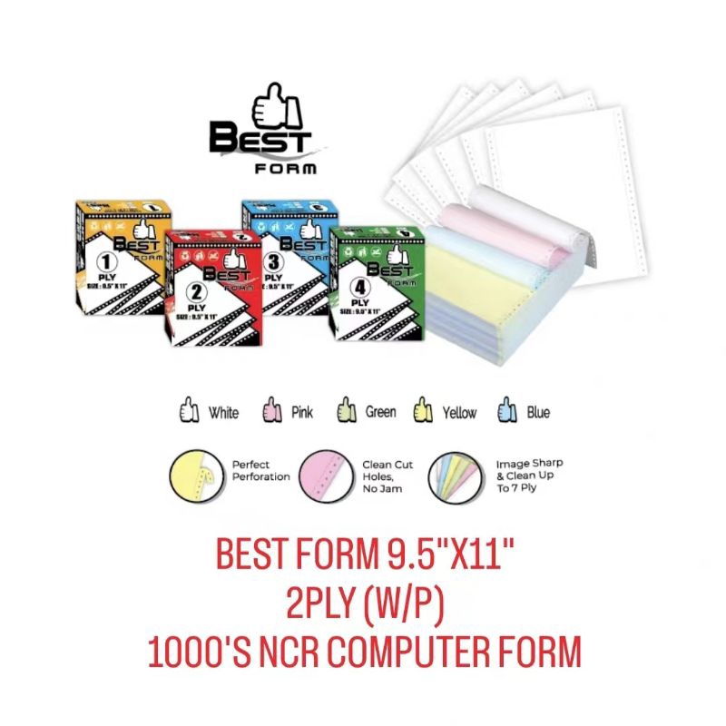 (1BOX) BEST FORM 9.5"X11" 2PLY [W/P] 1000'S NCR Computer Form | 电脑纸 X ...