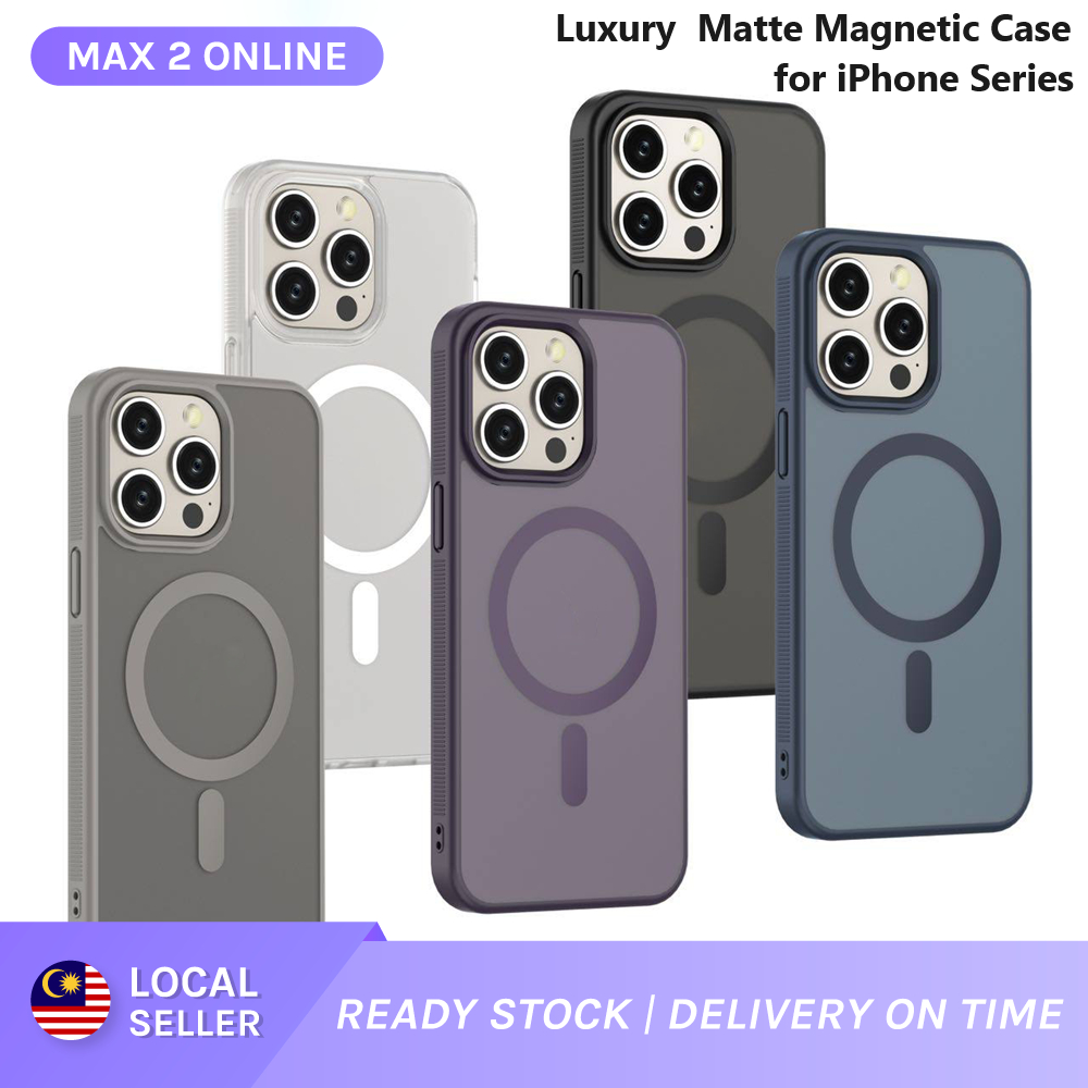Sarung Magnetik Mewah Matte untuk iPhone 11 12 13 14 15 16 17 Pro Max ...