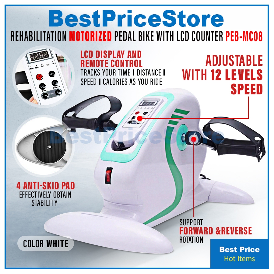 BPA Motorized Rehabilitation Pedal Bicycle Mini Exercise Electric Bike LCD Counter Workout ...