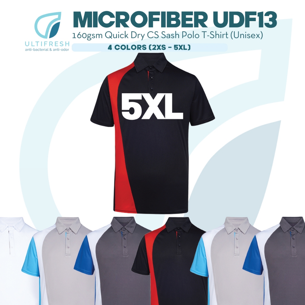 ULTIFRESH 5XL Plus Size Microfiber Interlock Cs Sash Jersey Plain Polo ...