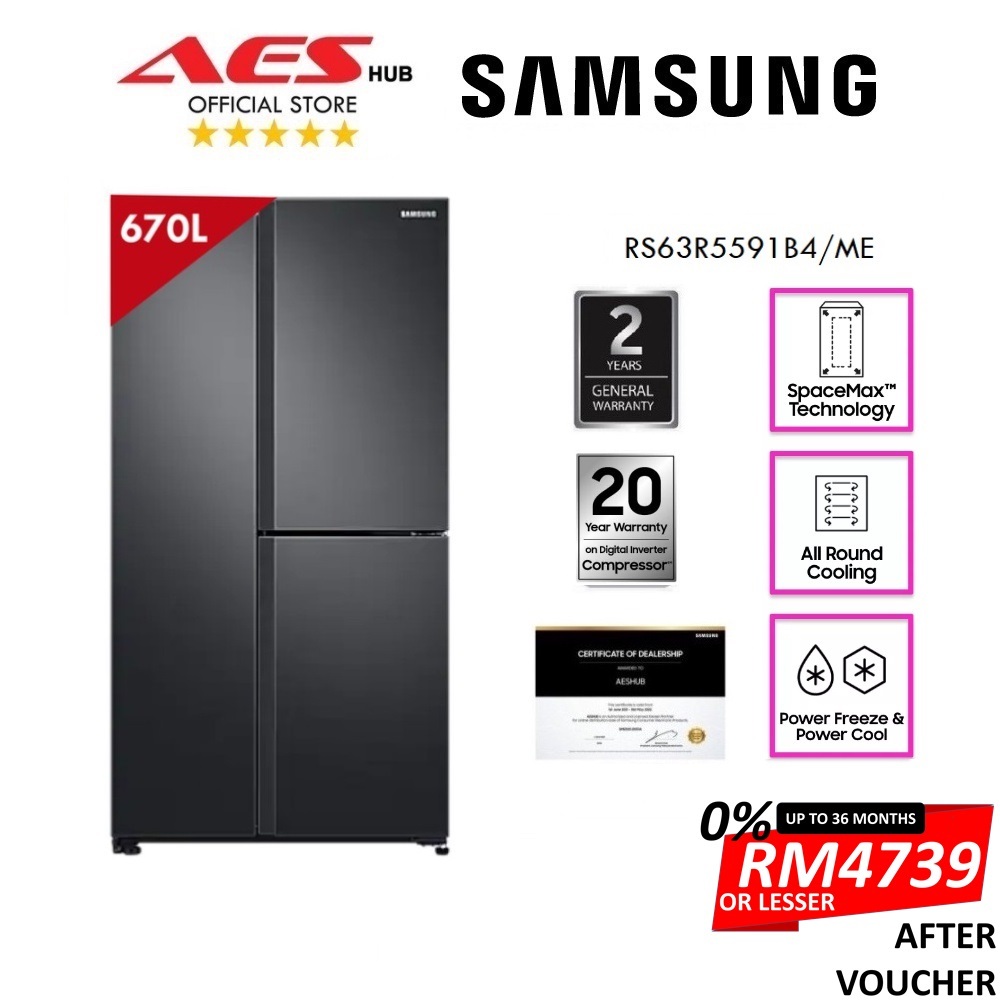 Samsung Fridge Side By Sides Refrigerator 670L Peti Ais Peti Sejuk Side ...