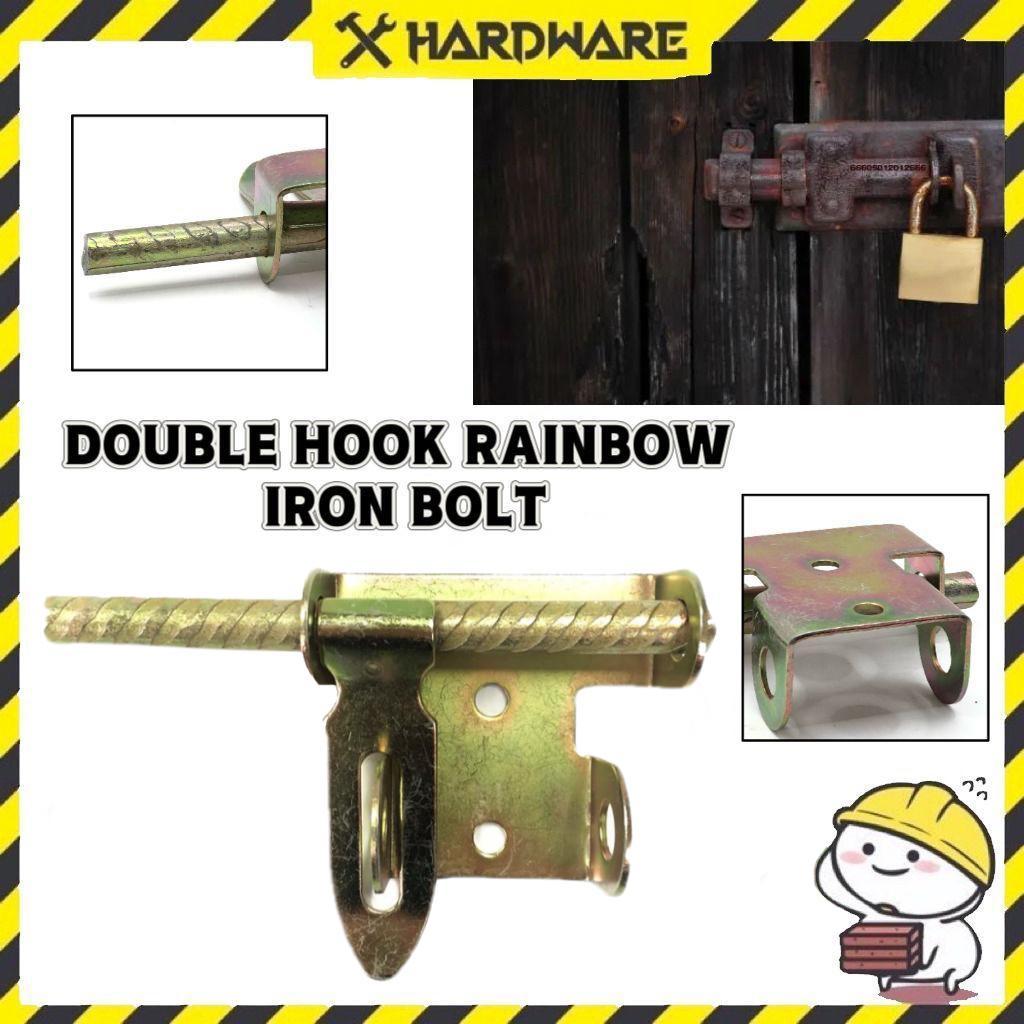 DOUBLE HOOK RAINBOW/TWO WAY DOOR BOLT SECURITY LATCH SHED GATE FENCE ...