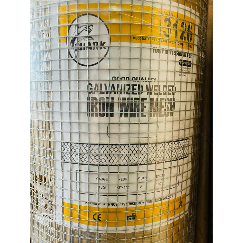 SHARK 1/2" x 1/2" x 18G# x 3' x100' Hot Dip Galvanized BRC Welded Iron ...