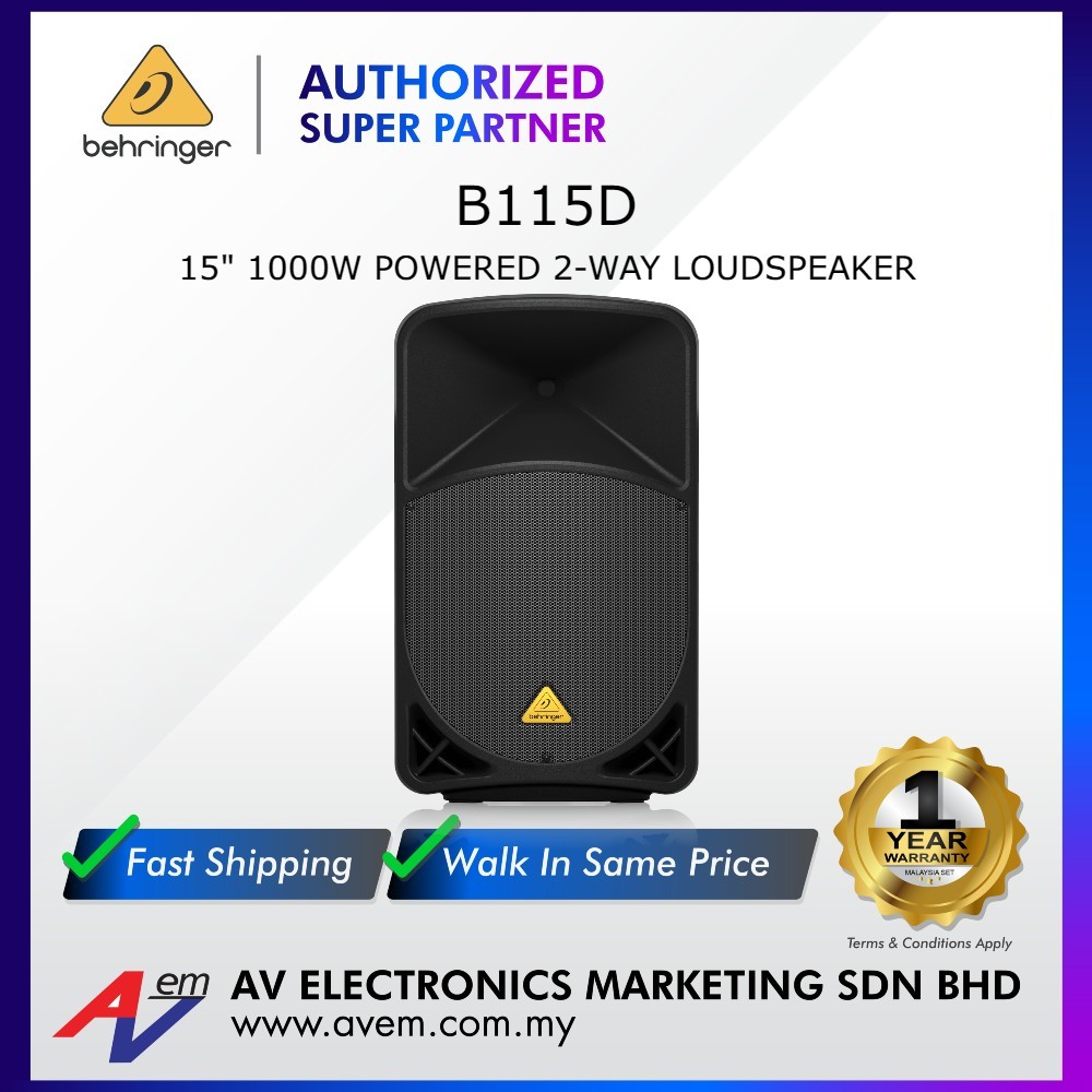 BEHRINGER EUROLIVE B115D Active 2-Way 15 1000W PA Speaker System with ...