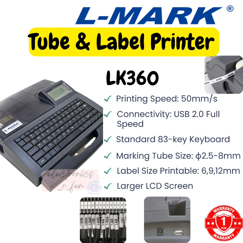 L-MARK Label & Tube Printer LK360 [READY STOCK] ~ 1 Year Warranty ...