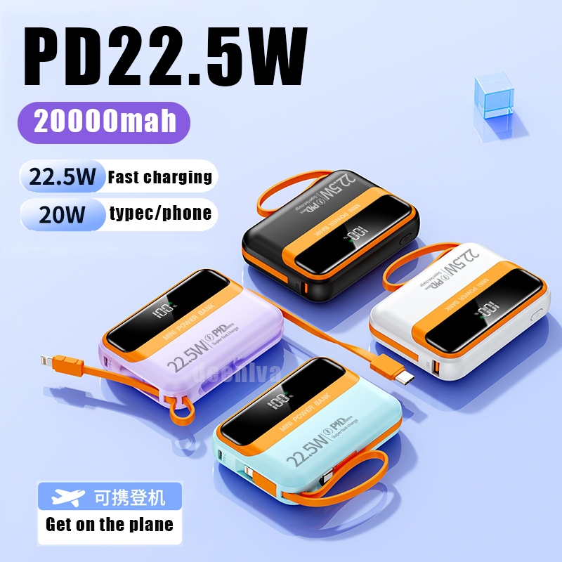Power Bank PD Fast Charging Built In Dual-Cable Digital Display For ...