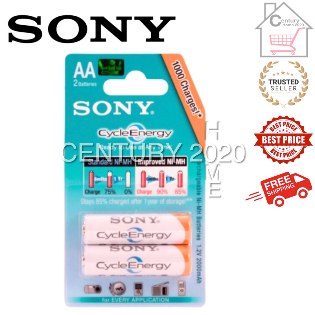 SONY AA Rechargeable Battery 1.2V Cycle Energy 2pcs/pack | Shopee Malaysia