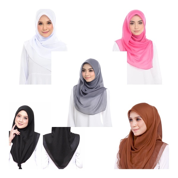 READY STOCK Muslimah Plain Colour Tudung Bawal Cotton black white pink ...