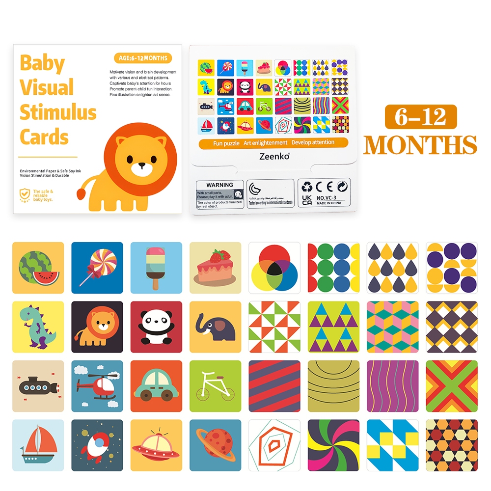 Aikoky Baby Vision Stimulation Card Montessori 0-36 Months Baby Flash ...