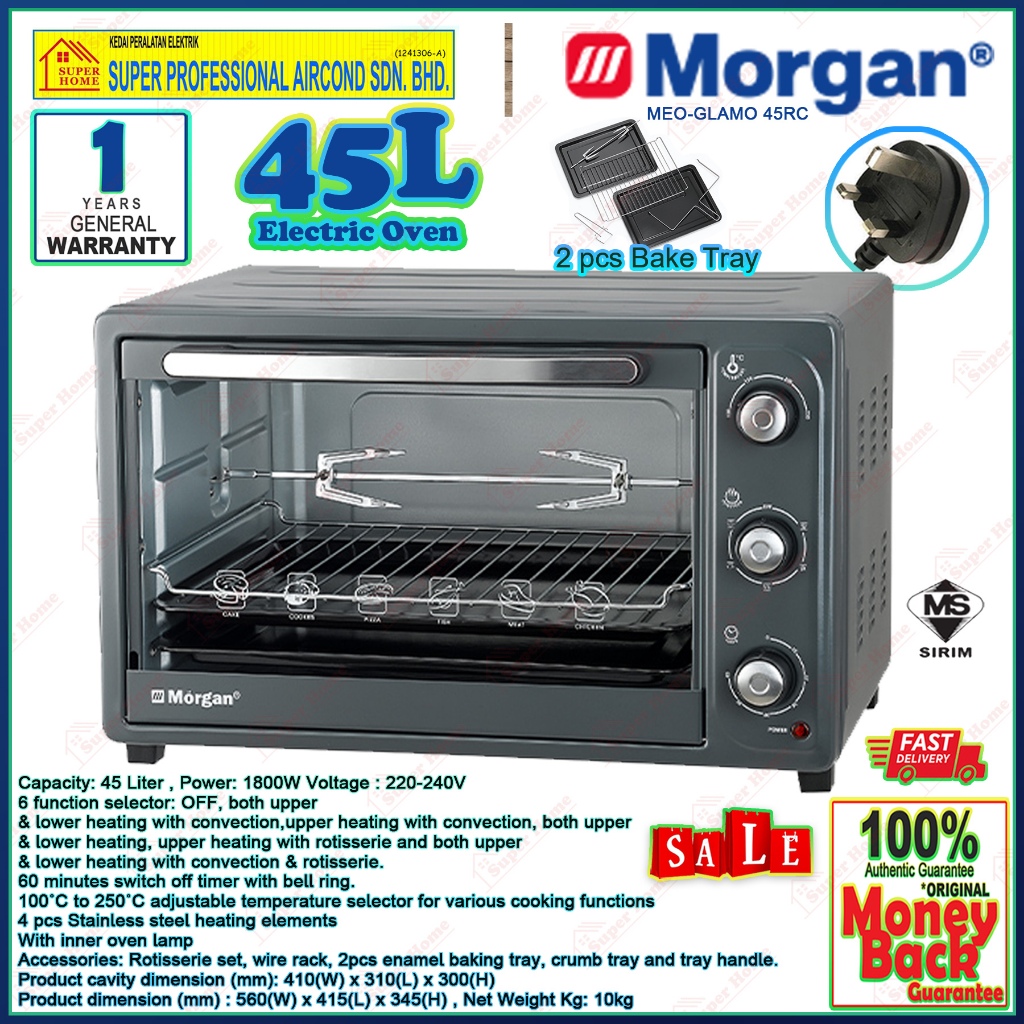 Morgan Electric Oven MEO-GLAMO 45RC Convection Electric Oven 45L (Free ...
