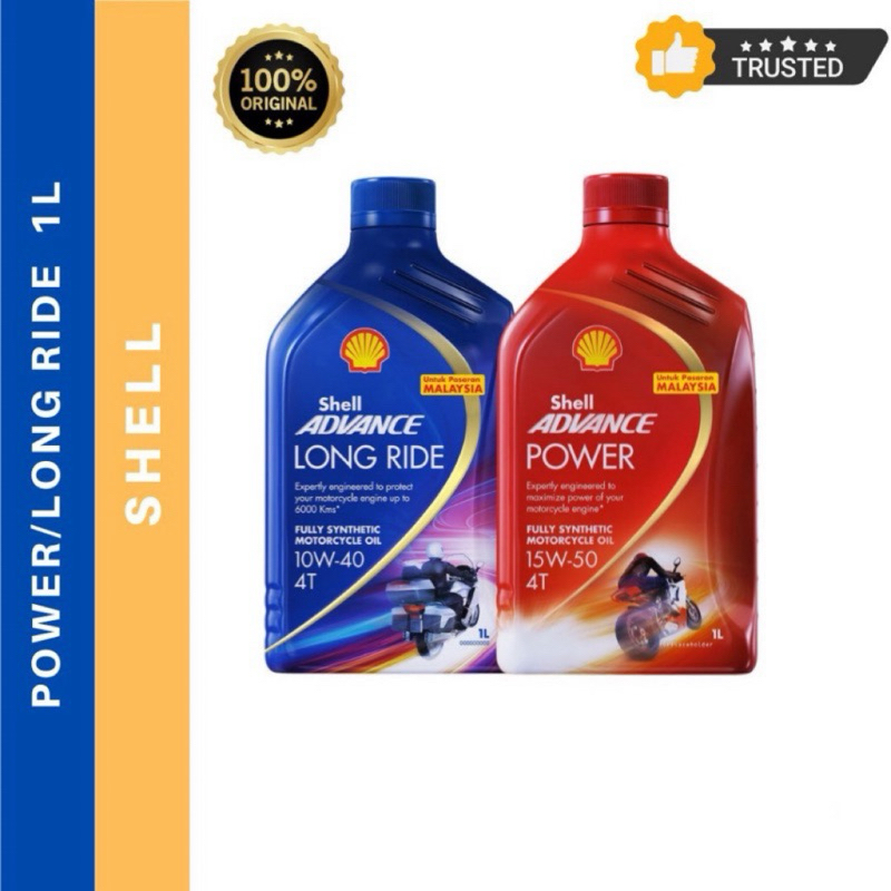 100% ORIGINAL SHELL ADVANCE POWER / LONG RIDE 15W50 10W40 ADVANCE 4T ...