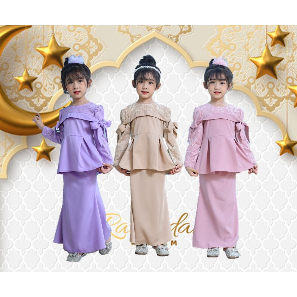 RAYA 2023 Cool Elves Peplum Lace Baju Raya Design Mint Cream Baby Blue ...