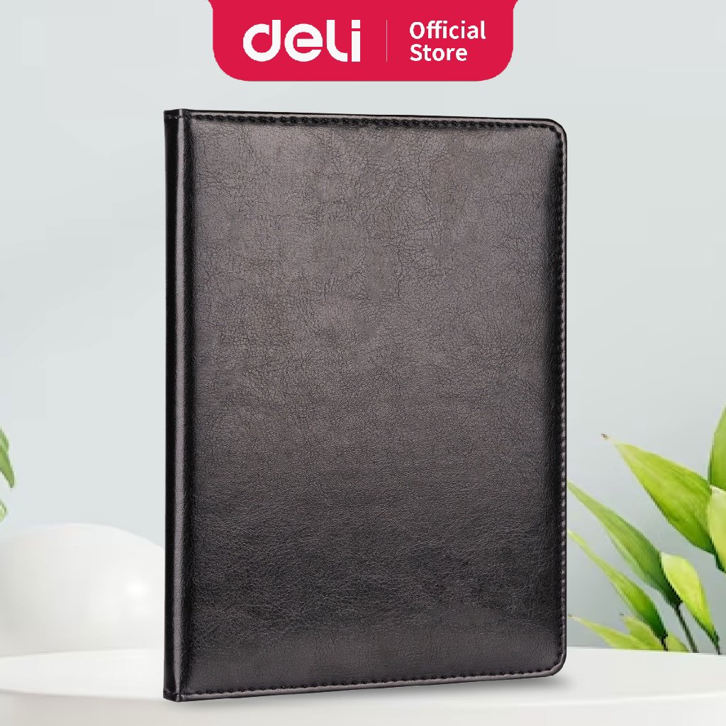Deli Leather Cover Notebook 25K 160 Pages A5 Size Black Note Pad ...