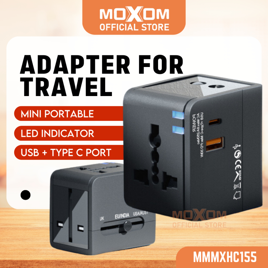 MOXOM Universal Travel Conversion Adapter Socket International 3 Pin ...