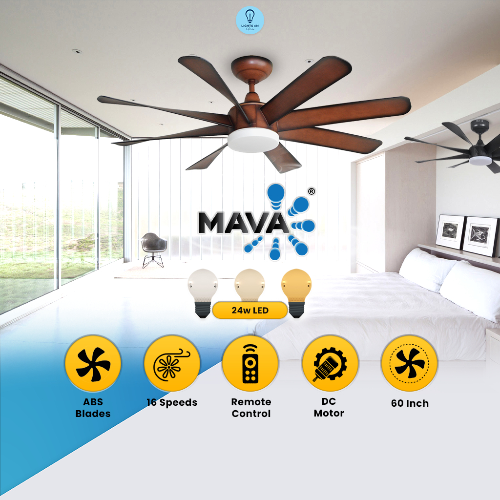 Mava Troca V2 Regair Palm 60 8 Blades 16 Speeds 60 Inch DC Motor Remote ...