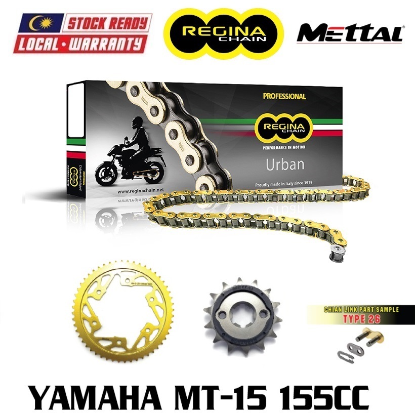 YAMAHA MT15 155CC Full Set Regina Chain 428 Metal Sprocket Kit Gold ...