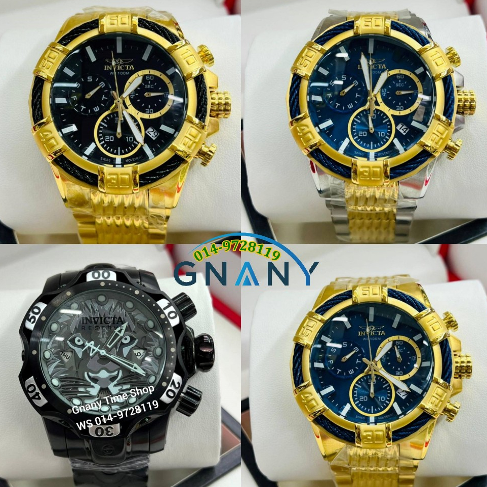 Invicta Gold Ghost Three Eyes Big Dial Steel Band Waterproof Quartz Men ...