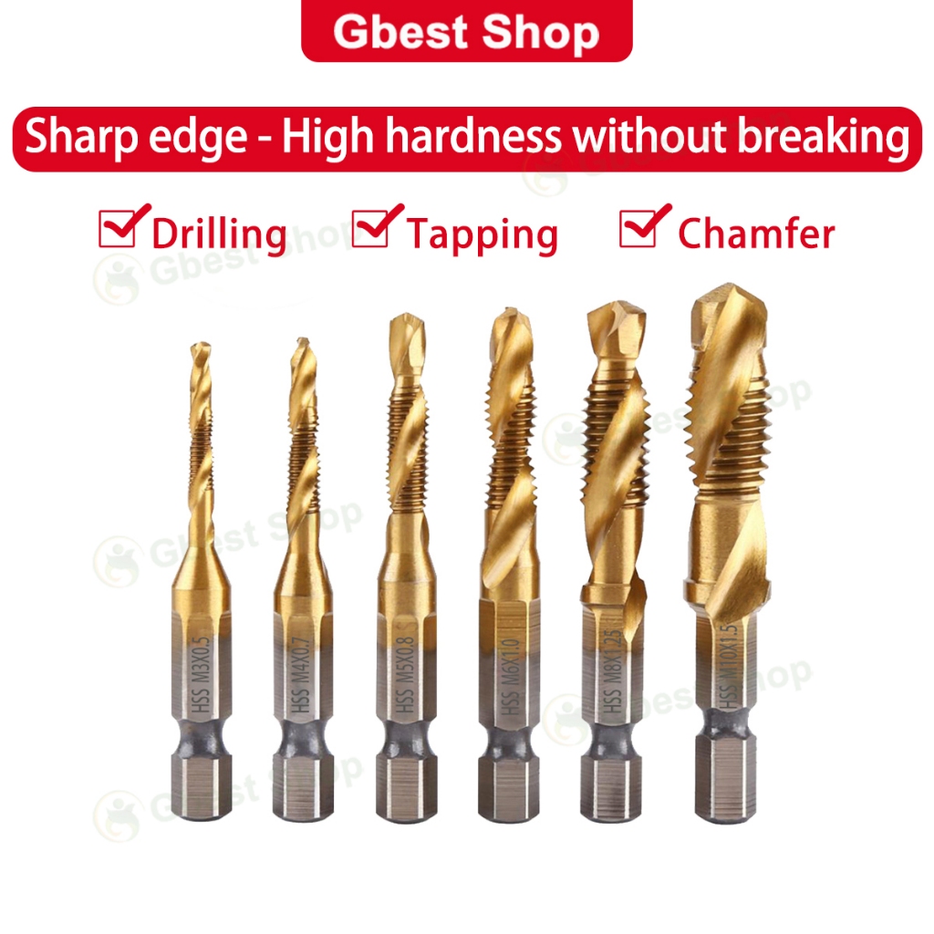 Tap Drill Bits Set Titanium Coated HSS Accurate Thread Tap Set Metric ...