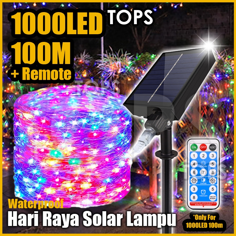 102/55/44/33/22/12M 1000LED Lampu Raya Solar Lip Lap Outdoor Waterproof ...
