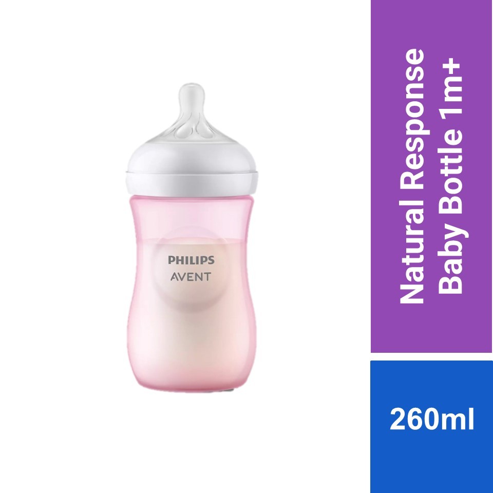 Philips Avent Natural Response Baby Bottle 1m+ (9oz/260ml - Pink ...