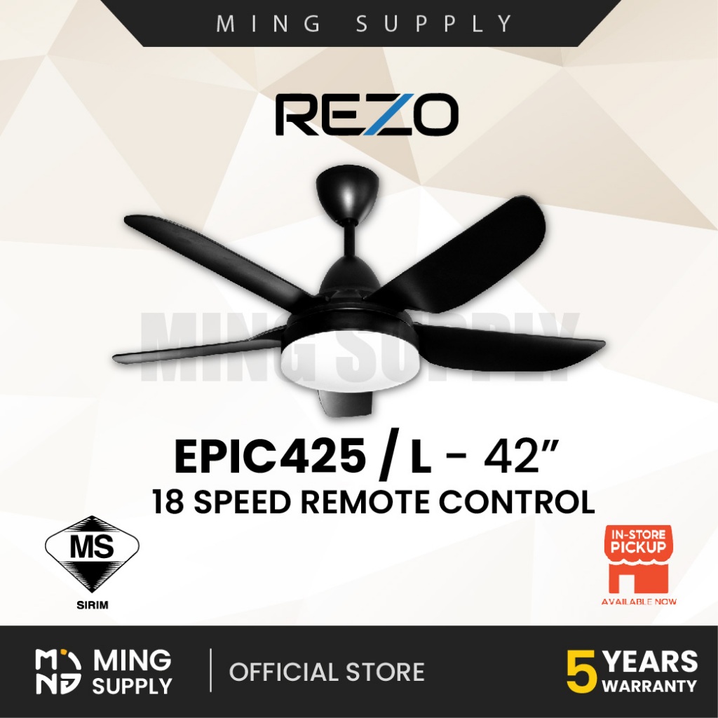 (Sirim) REZO Ceiling Fan EPIC425 LED Classic Series 42" DC Motor Remote ...