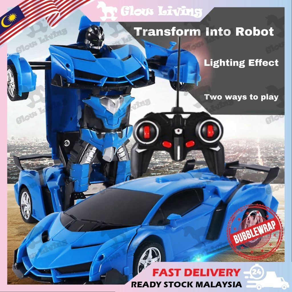 One-key Deformation Remote Control Car RC Boy Children's Robot Racing ...