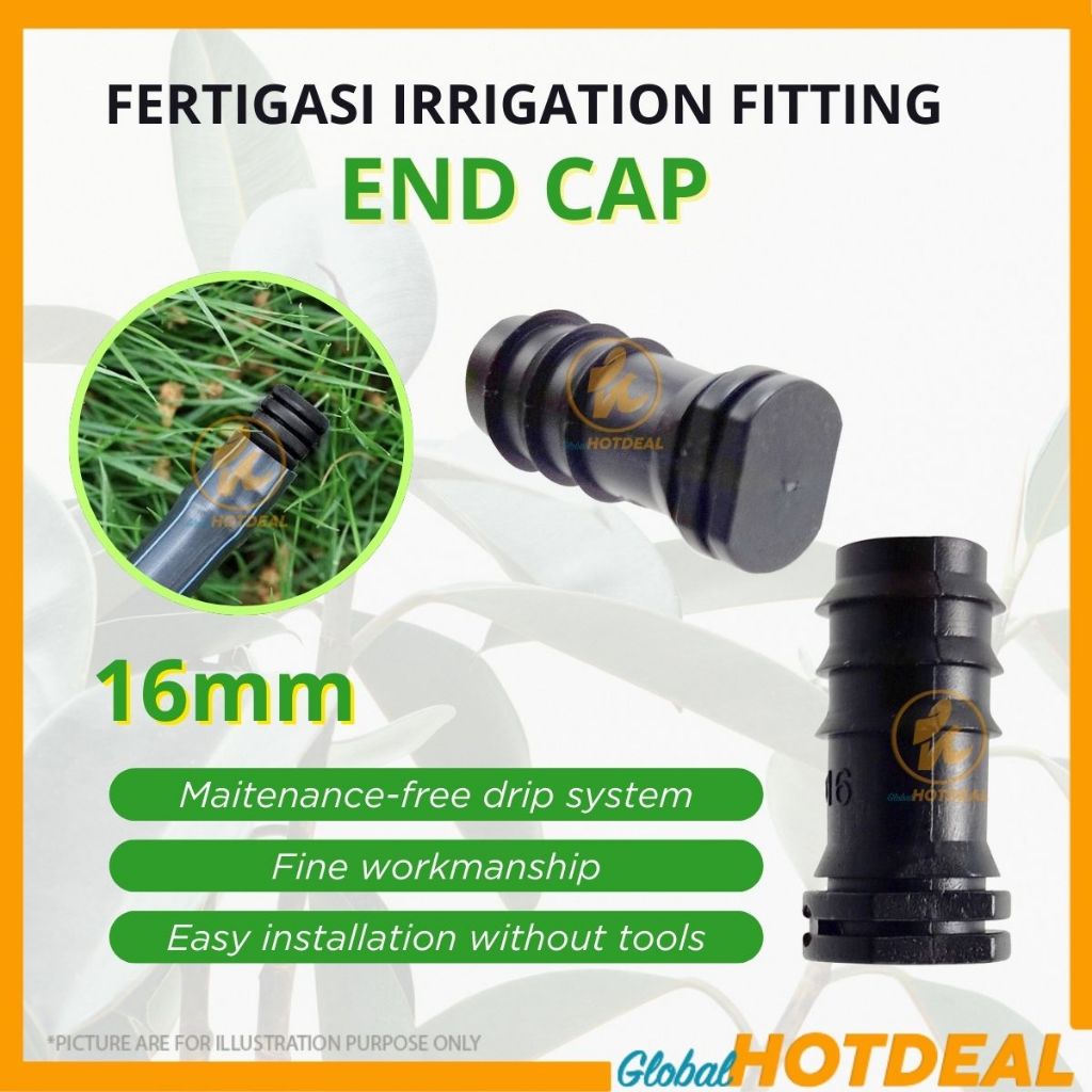 16MM END CAP LDPE PolyPipe Fertigasi Irrigation Fitting Tube Connection Water Pipe Fitting ...