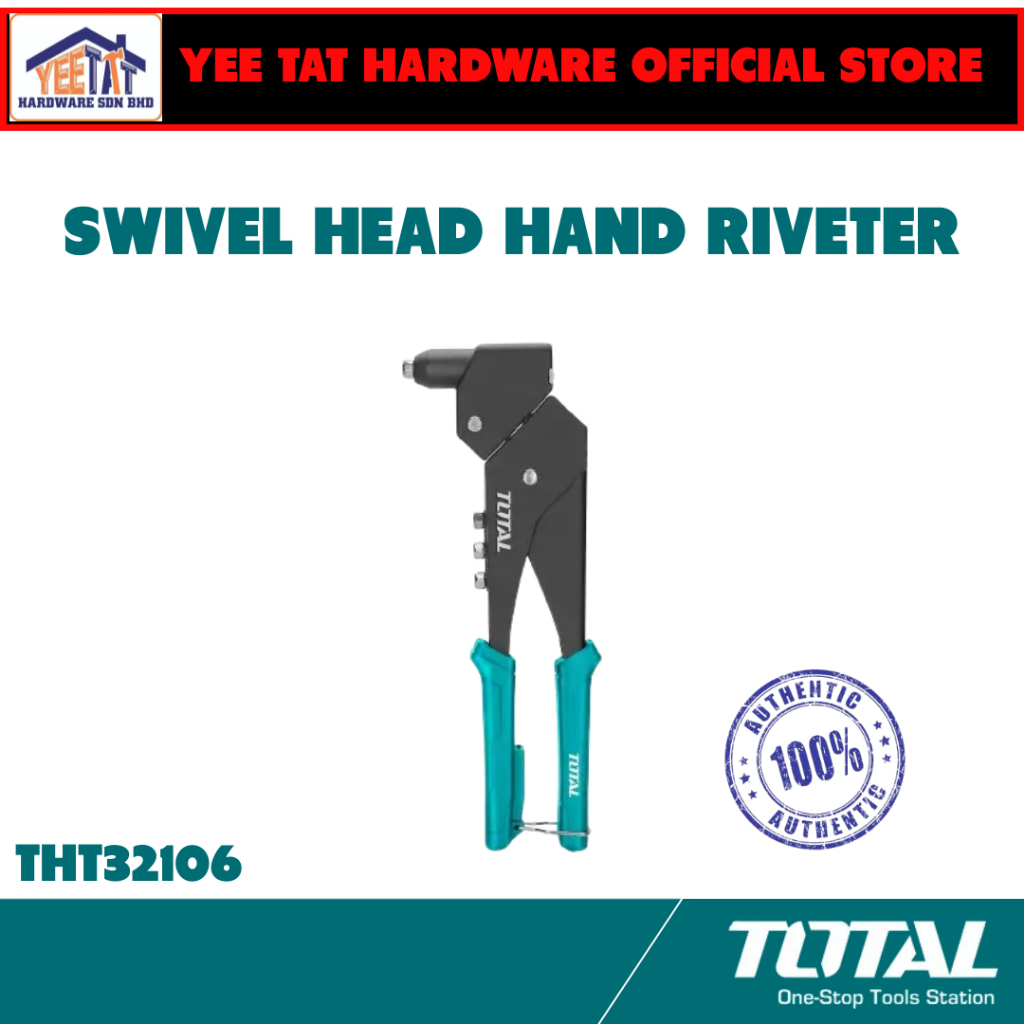 [ TOTAL ] THT32106 Swivel Head Hand Riveter INDUSTRIAL 360 Degree ...