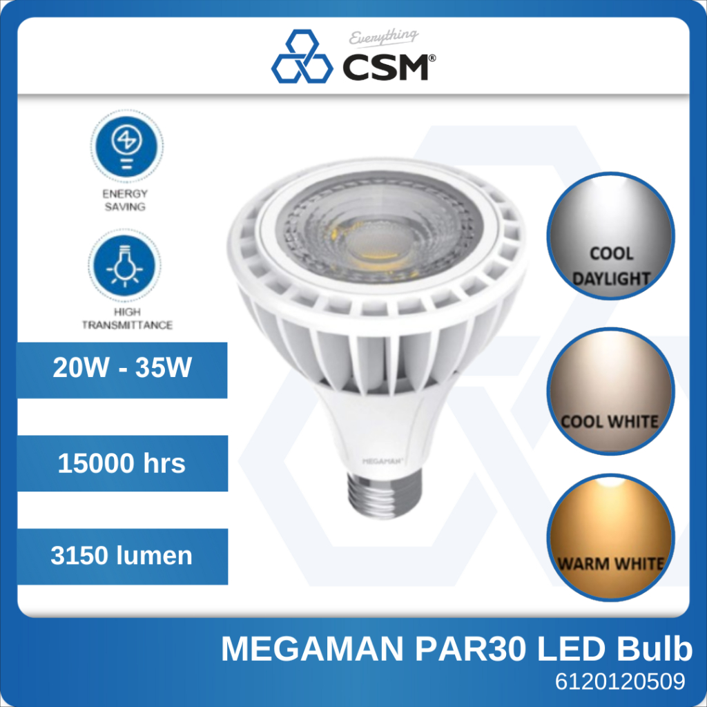 MEGAMAN LED PAR30 E27 Bulb Down Light Replacement Halogen Spotlight 20W ...