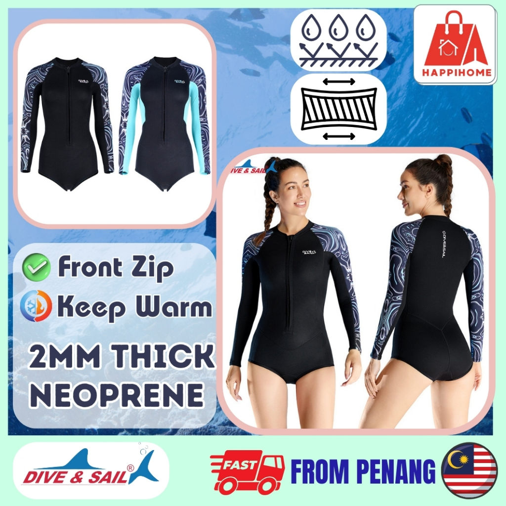 Dive & Sail 2mm Neoprene Diving Suit One Piece Swimsuit Wetsuit Women ...